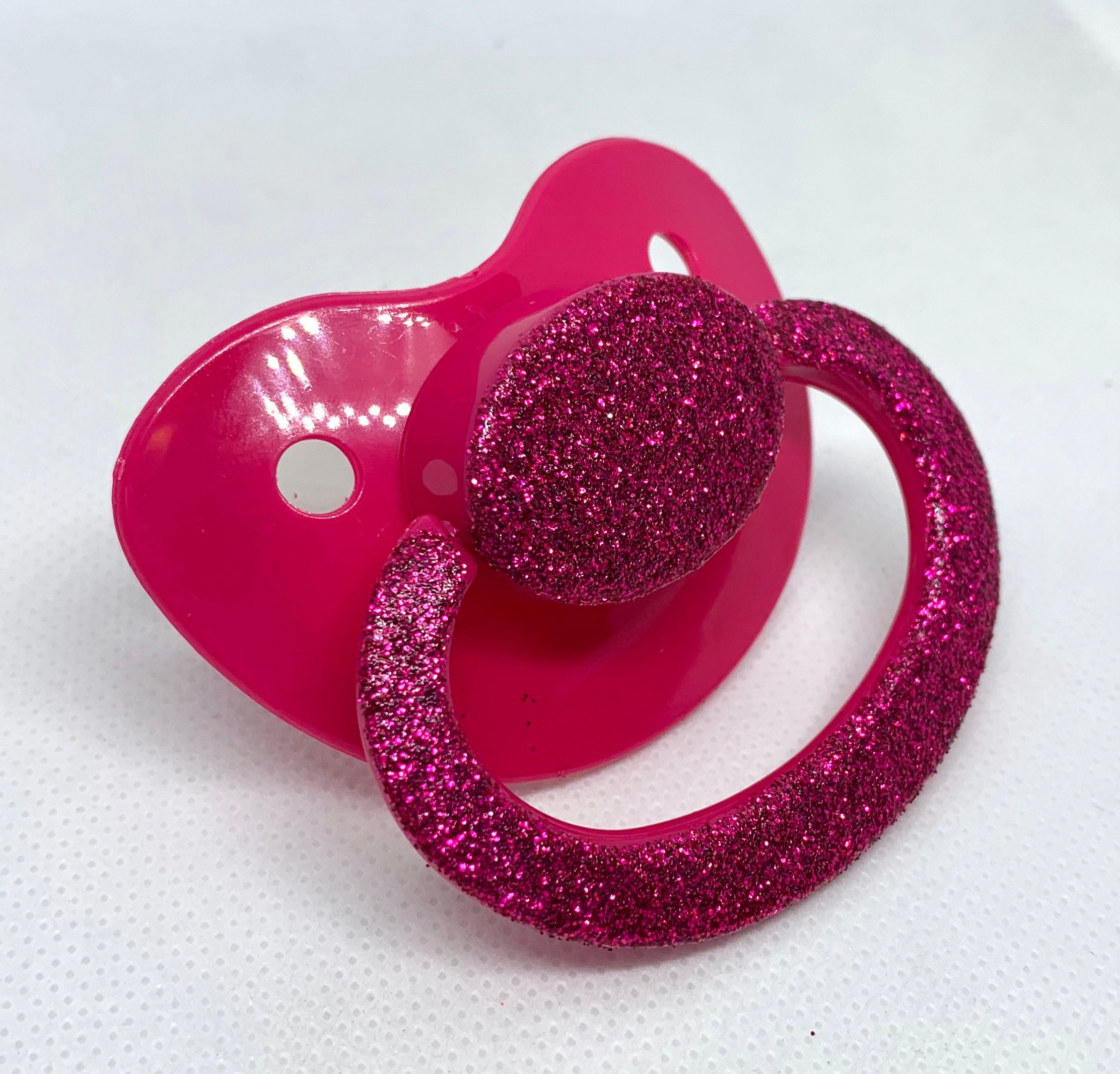 Pink glittered adult pacifier, adult paci, custom pacifier, custom paci ...