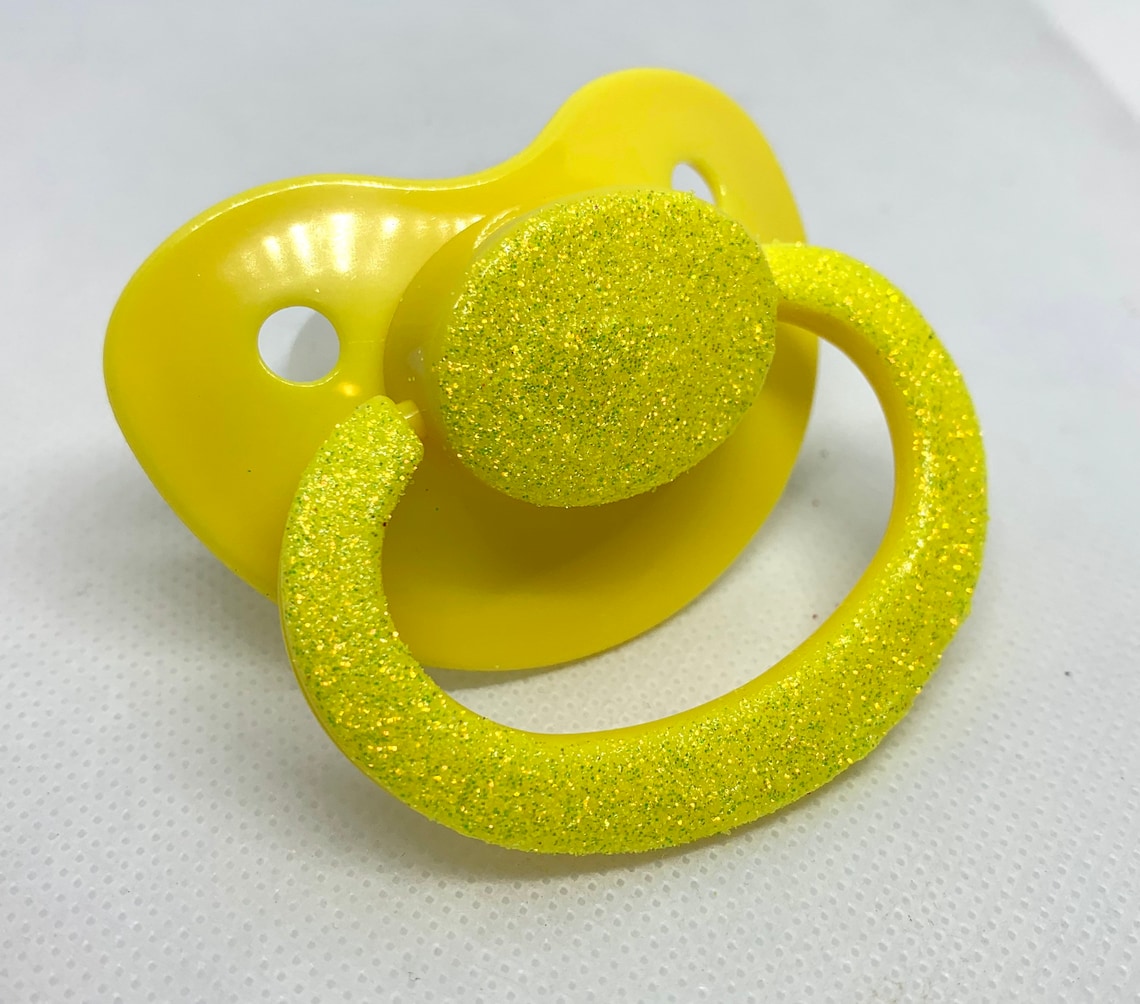 Yellow Glittered Adult Pacifier Adult Paci Deco Pacifier - Etsy