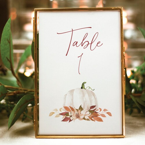 Fall Wedding Table Numbers Table Number Template Seating - Etsy