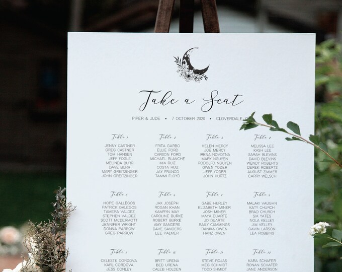MOON FLOWER | Moon Wedding Seating Chart; Wedding Seating Chart ...
