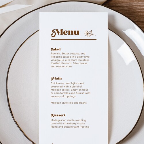 Disco Dinner Menu Printable Retro Wedding Menu Template 70s - Etsy