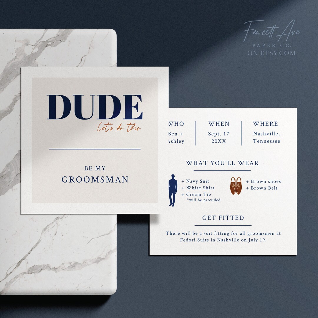 DUDE Groomsman Proposal Groomsman Details Groomsman Info Card Simple ...