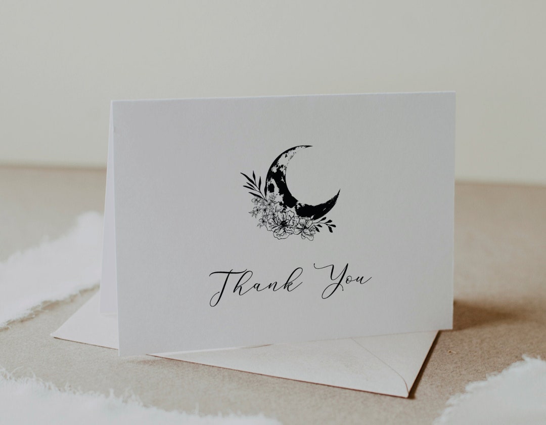 MOON FLOWER | Moon Thank You Card; Wedding Thank You Card; Moon Wedding ...