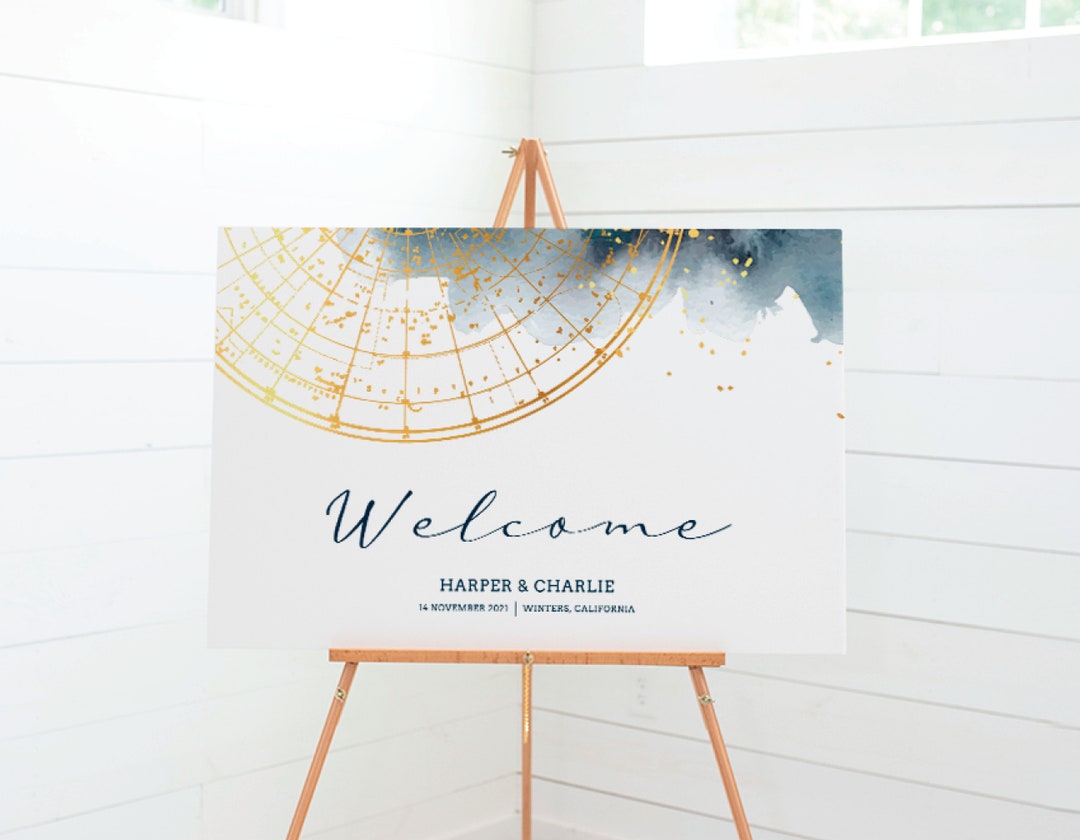 STAR CHART Star Wedding Welcome Sign Celestial Wedding Sign Astronomy ...