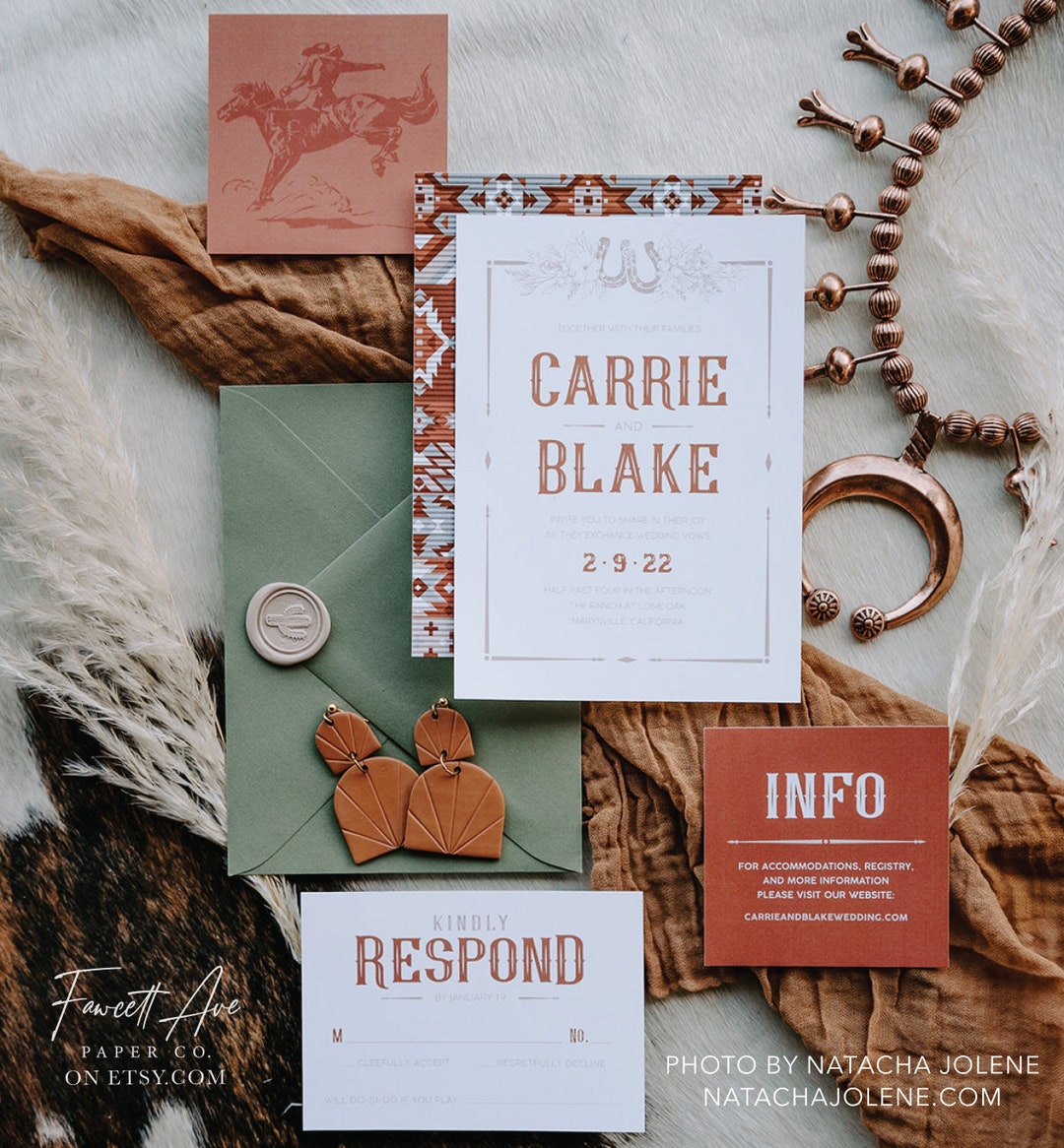 Western Wedding Invitation Suite; Ranch Wedding Invitation; Country ...