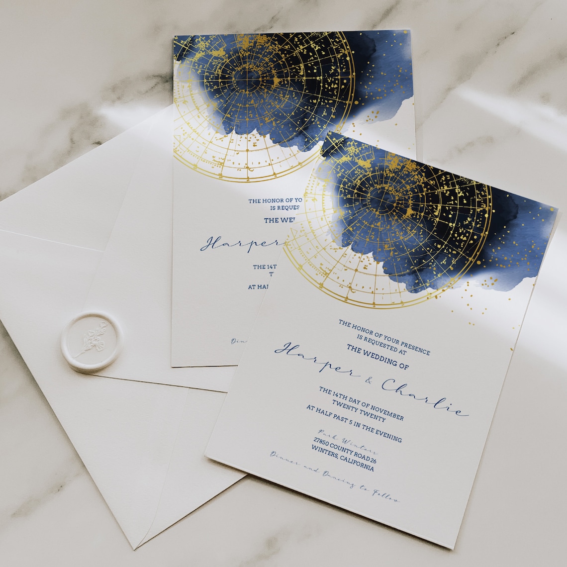 Gold : Celestial Star Chart Wedding Invitation Moon and Stars | Etsy