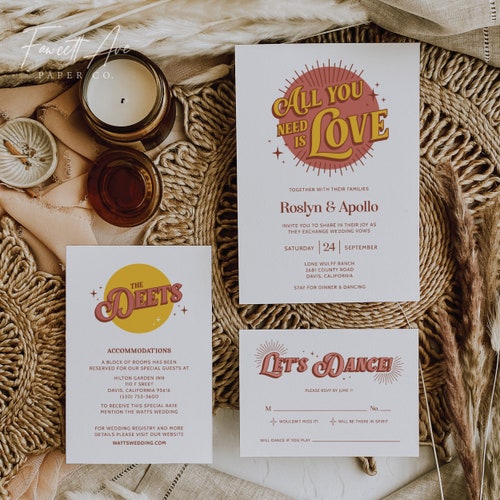 Retro 70's Wedding Invitation Set Disco Wedding - Etsy