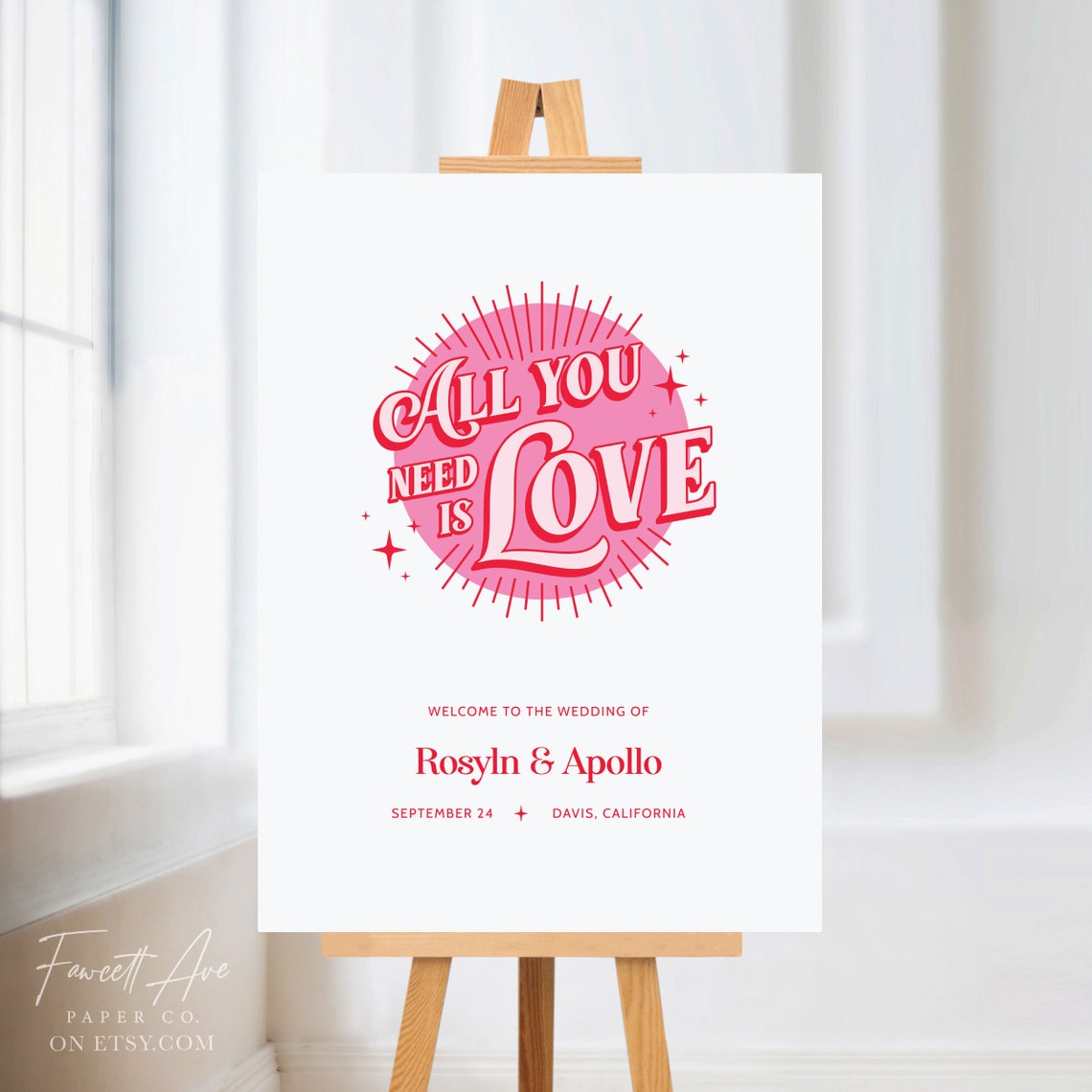 RETRO Pink Red 70's Inspired Wedding Sign Retro | Etsy