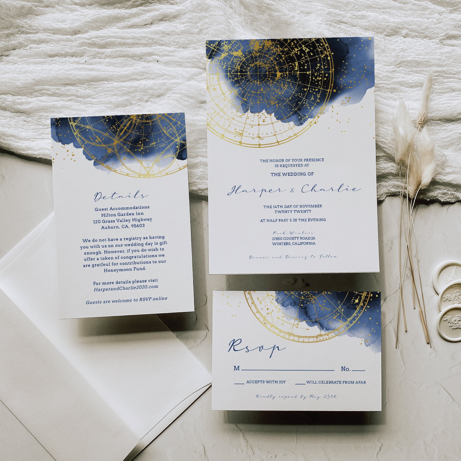 Gold : Celestial Star Chart Wedding Invitation Moon and Stars | Etsy