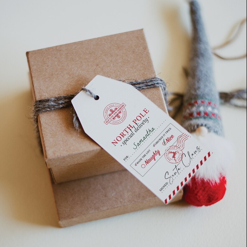 Santa Gift Tag | Naughty or Nice Gift Tag | Christmas Stocking Gift Tag ...