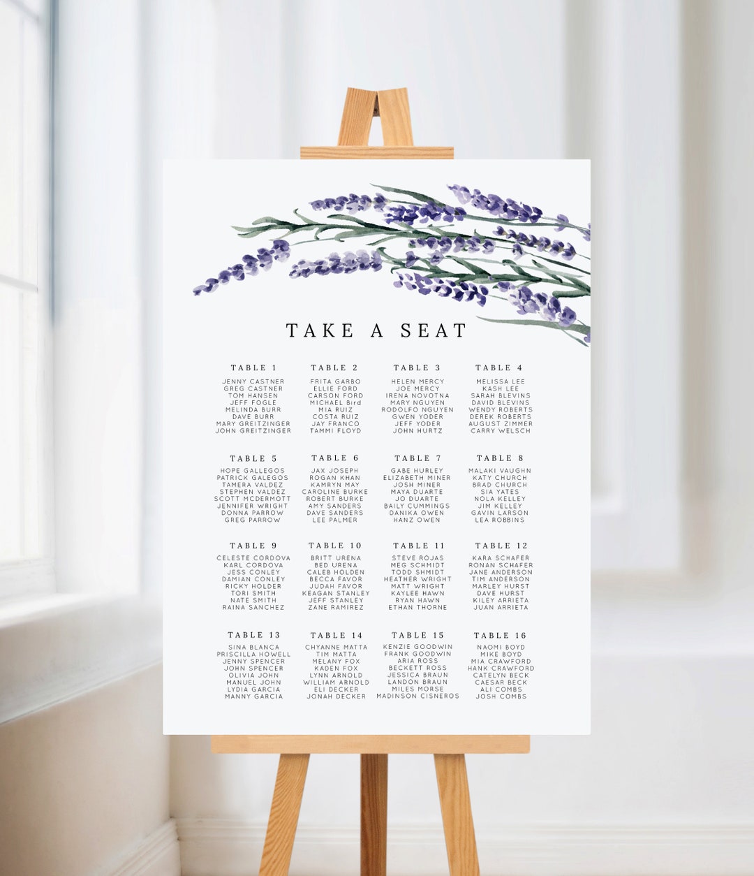 Lavender | Seating Chart; Wedding Seating Chart; Seating Chart ...