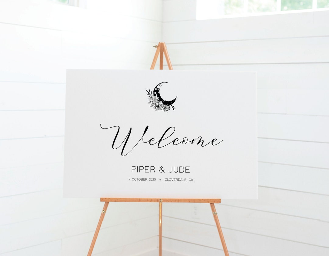 MOON FLOWER Moon Wedding Welcome Sign Wedding Sign Wedding Welcome Sign ...