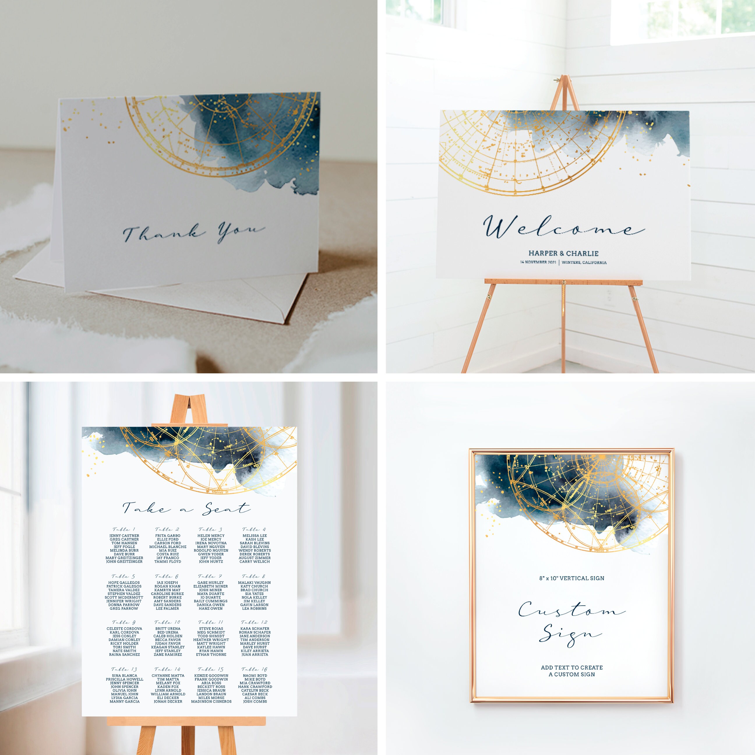 STAR CHART | Celestial Wedding Invitation Template Bundle; Celestial ...