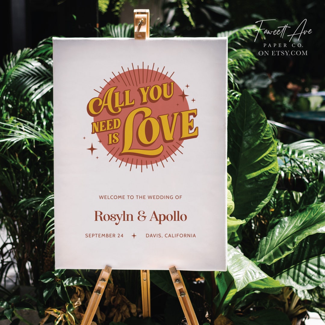 RETRO | Mauve + Mustard 70's Inspired Wedding Sign; Retro Wedding Sign ...