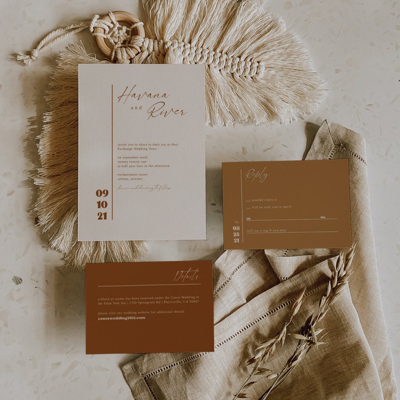 RUST | Terra Cotta Boho Wedding Invitation Set; Desert Wedding ...