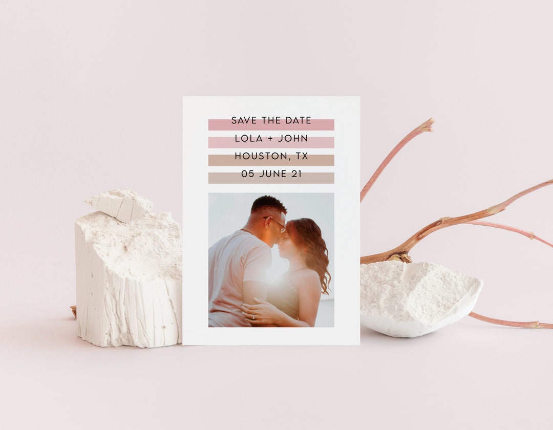 Color Block Photo Save the Date; Photo Save the Date; Modern Color ...