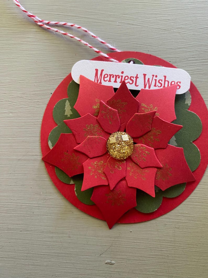 Handmade Poinsettia Christmas Gift Tags, Set of 6 - Etsy