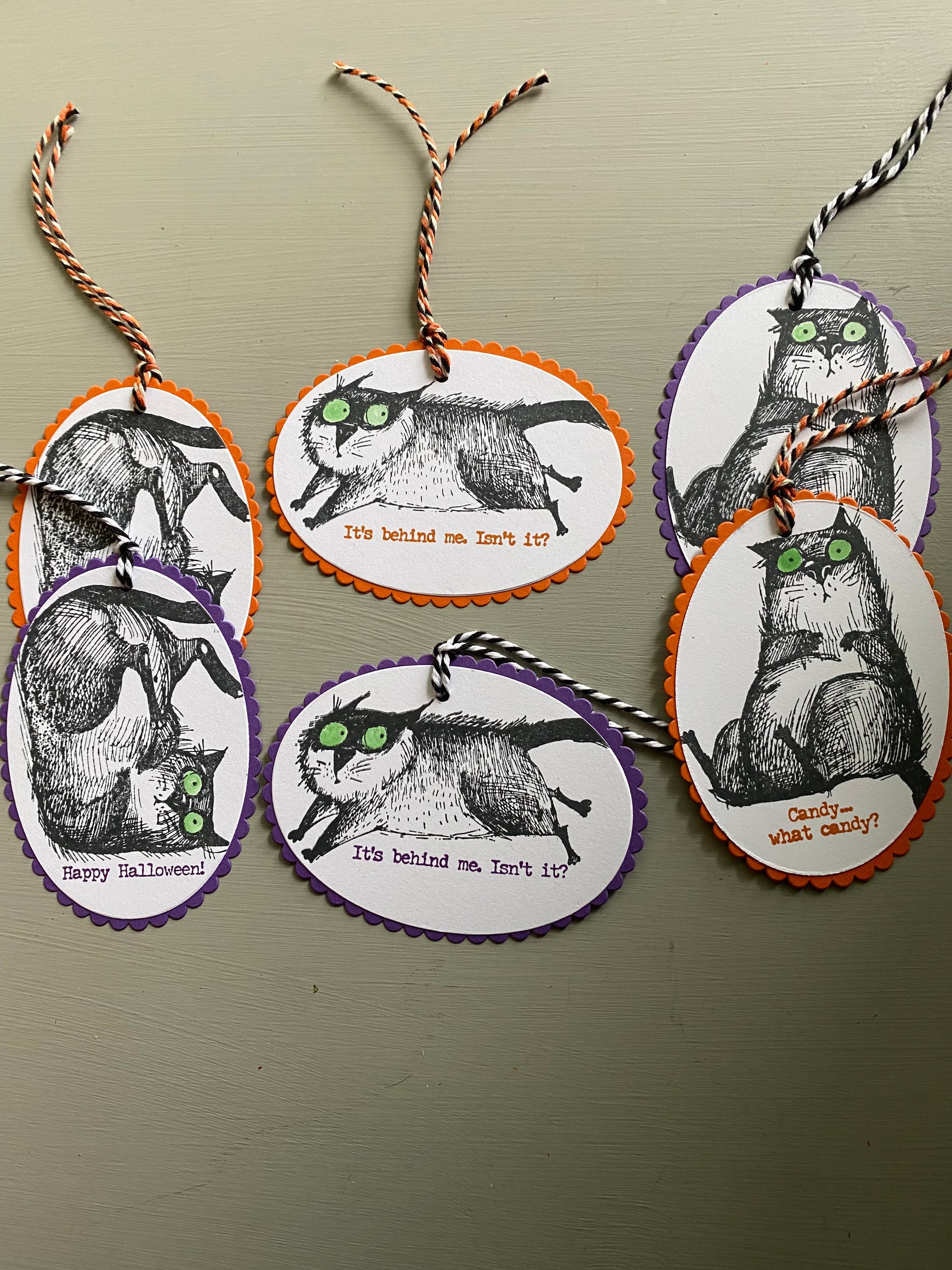 Snarky Cat, Halloween Tags, Treat Tags, Gift Tags, Happy Halloween ...