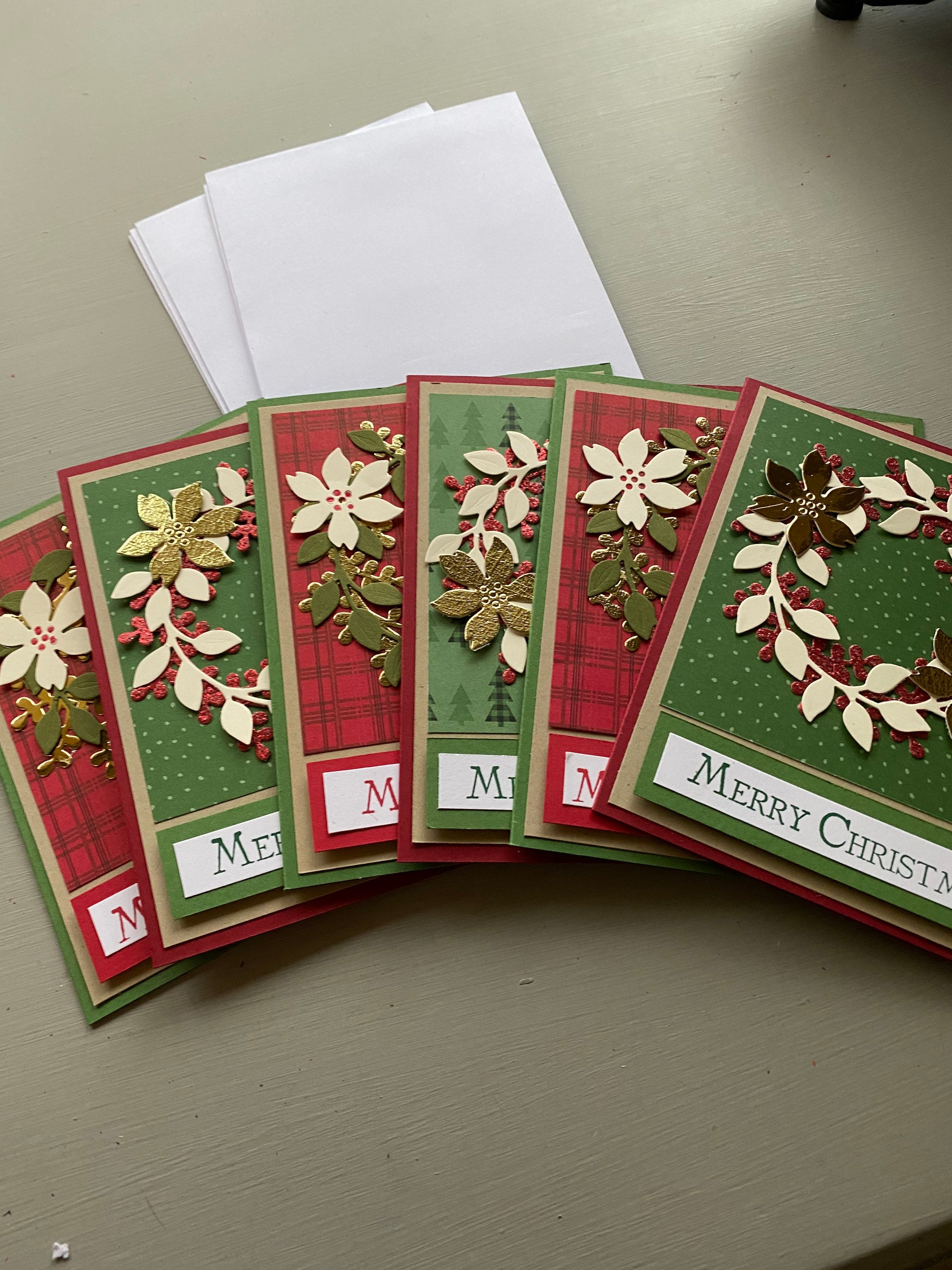 Wreath Christmas Cards With Envelopes, Set of 6, Merry Christmas - Etsy