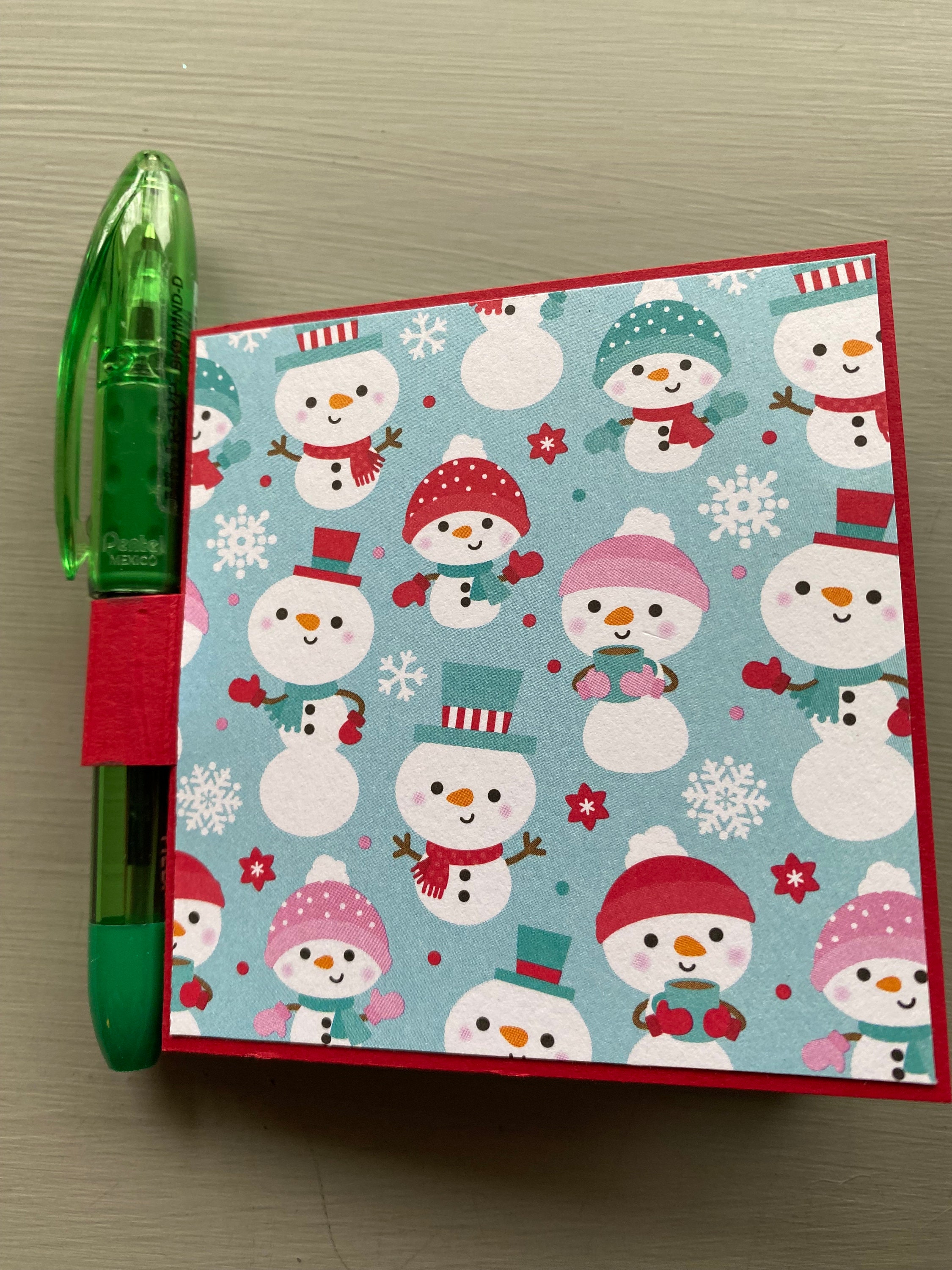 Christmas/winter Themed Sticky Note Holder With Pen, Sticky Note, Memo ...