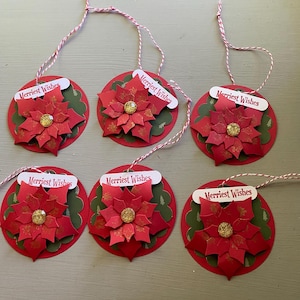 Handmade Poinsettia Christmas Gift Tags, Set of 6 - Etsy