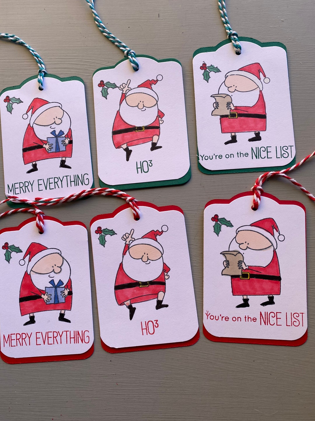 Handmade Santa Christmas Gift Tags, Holiday Set of 6 - Etsy