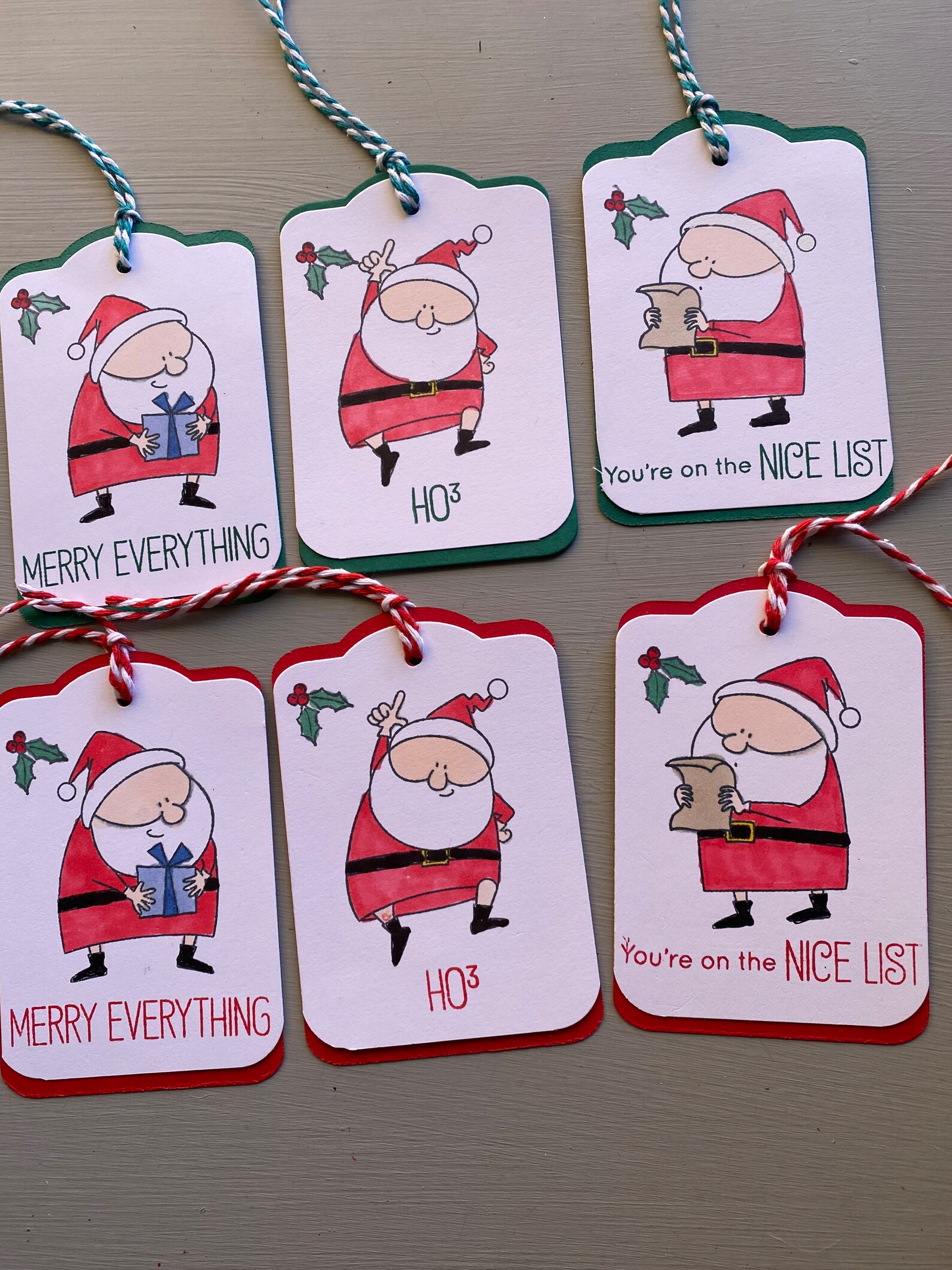 Handmade Santa Christmas Gift Tags, Holiday Set of 6 - Etsy
