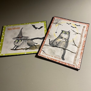 Snarky Cat Halloween Card Set, Handmade Greeting Cards With Envelopes ...