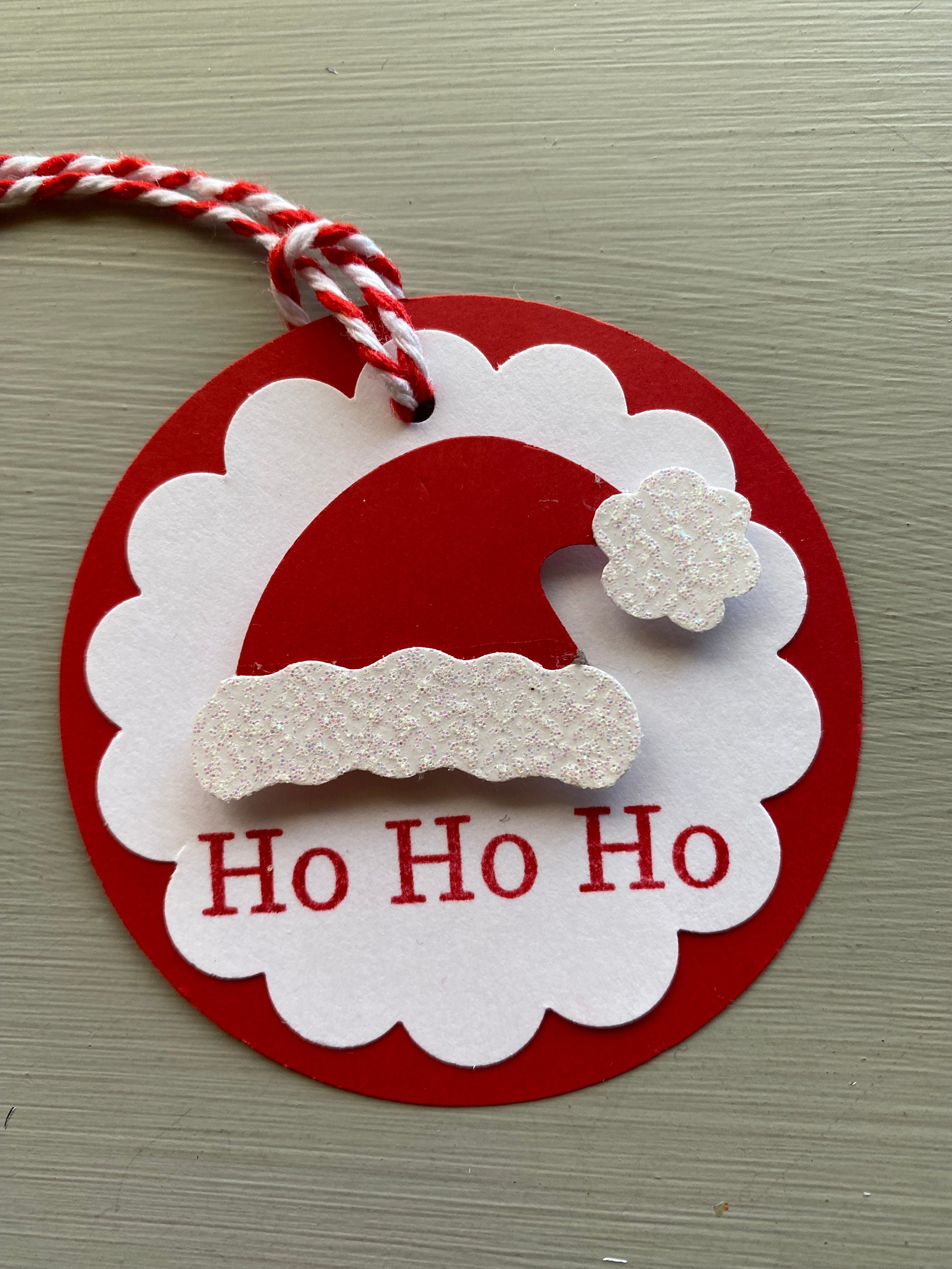 Christmas Gift Tags Handmade, Santa’s Hat Gift Tags, Ho Ho Ho, Handmade ...