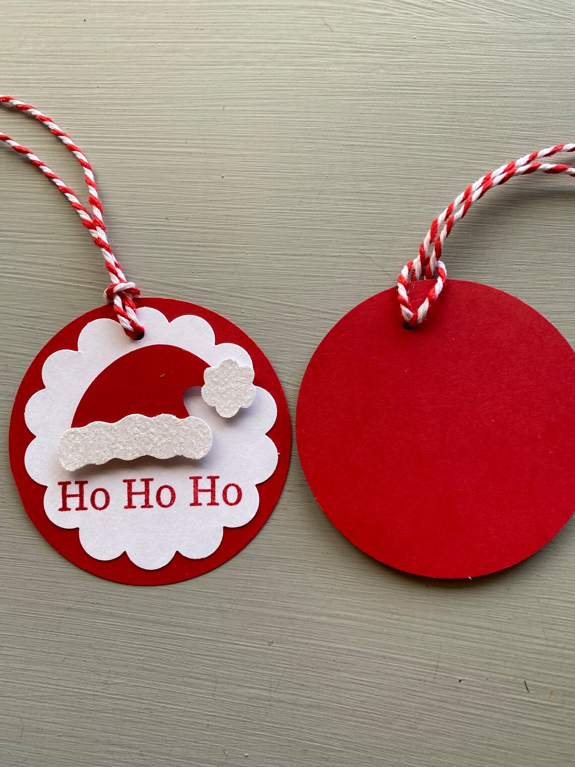 Christmas Gift Tags Handmade, Santa’s Hat Gift Tags, Ho Ho Ho, Handmade ...