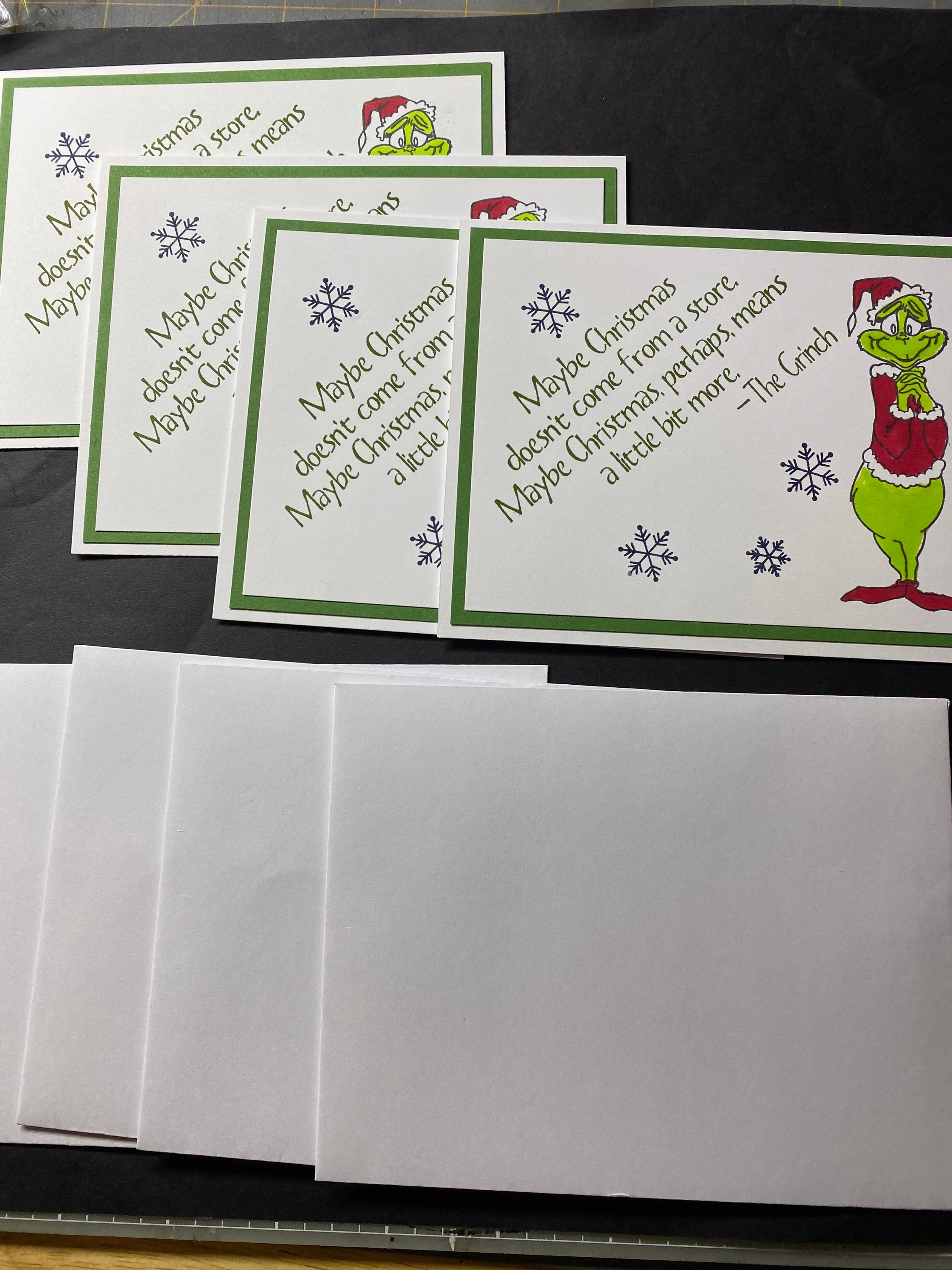 Set of 4 Greeting Cards With Envelopes, Grinch, Greeting Cards, Holiday ...