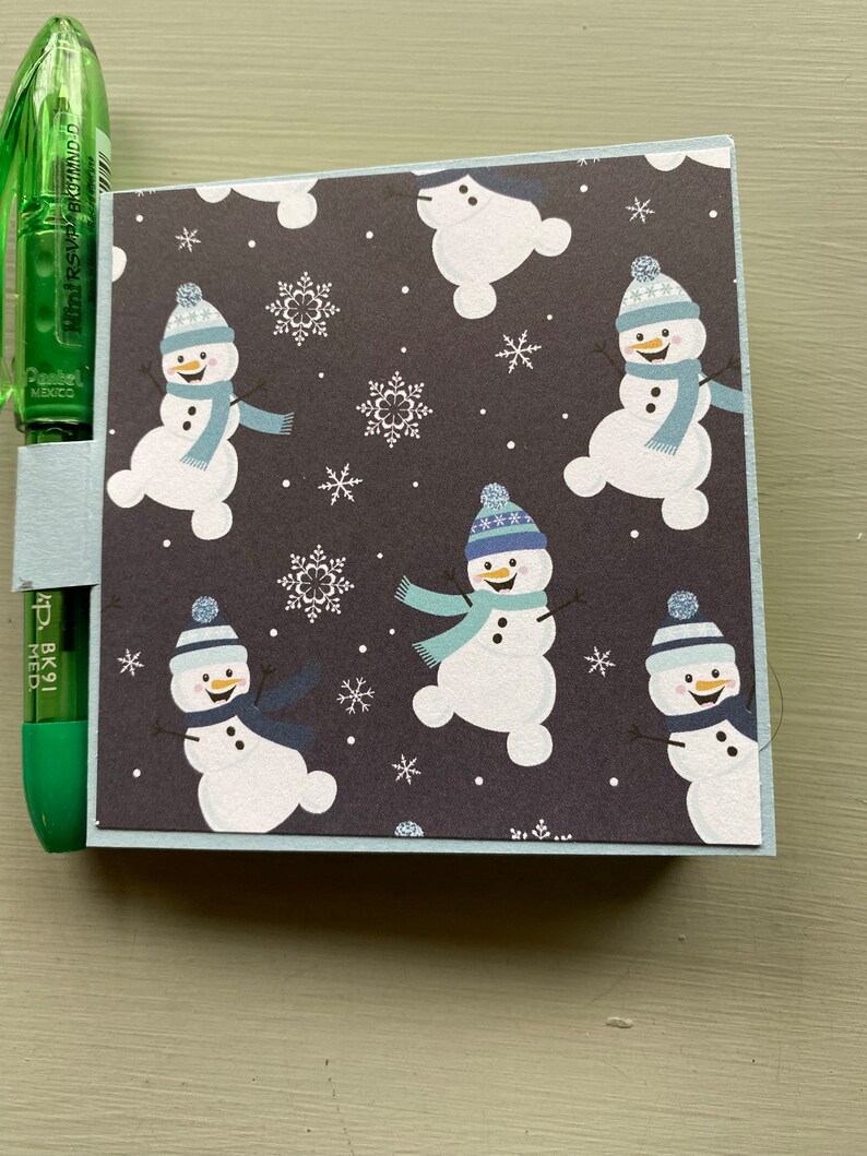 Christmas/winter Themed Sticky Note Holder With Pen, Sticky Note, Memo ...