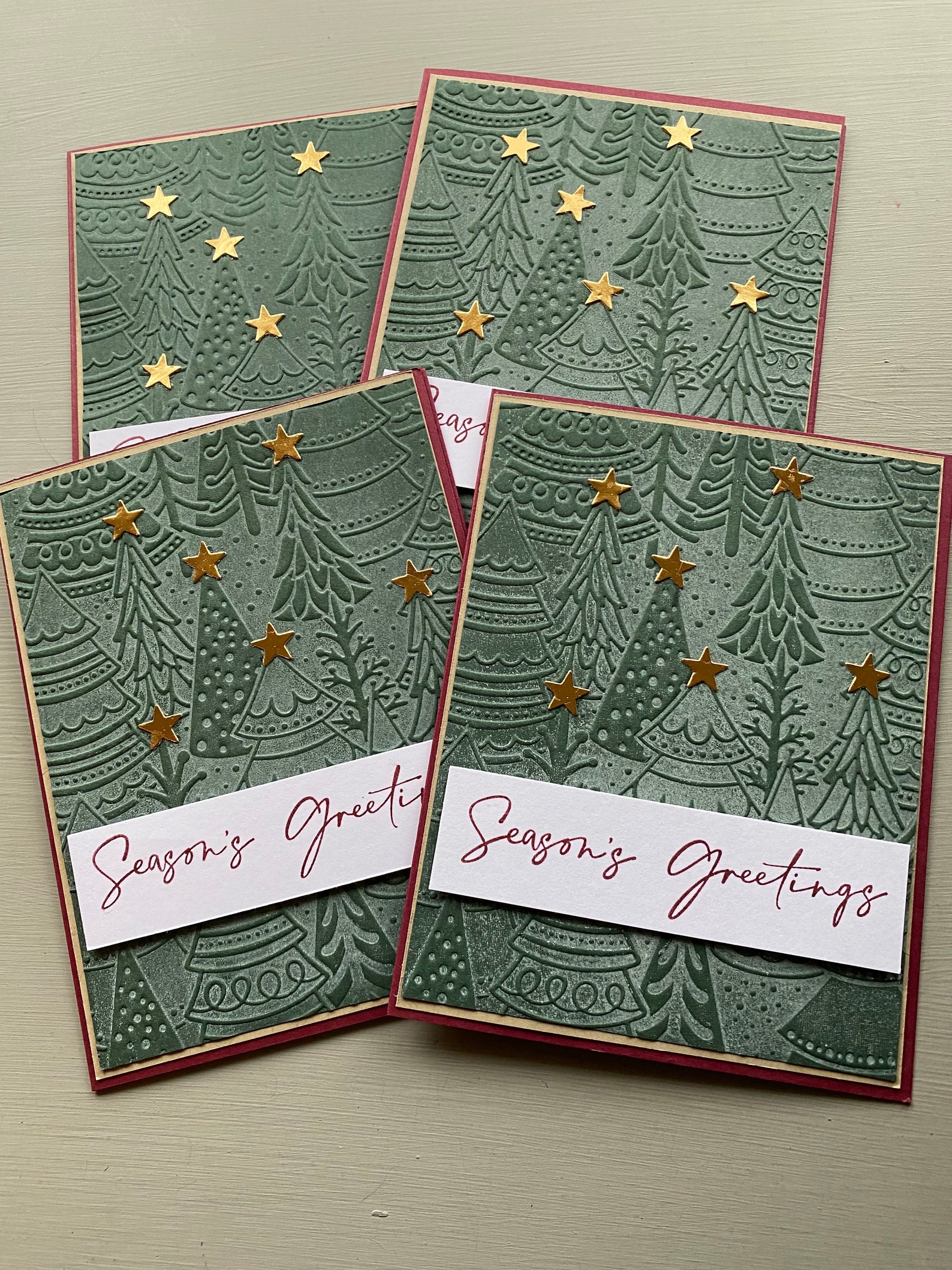 Whimsical Trees Christmas Cards With Envelopes, Set of 4 or 6, Merry ...