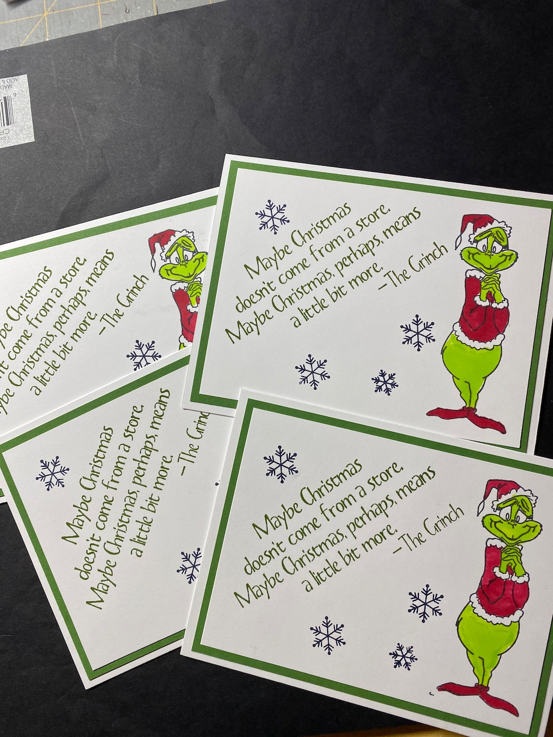 Set of 4 Greeting Cards With Envelopes, Grinch, Greeting Cards, Holiday ...