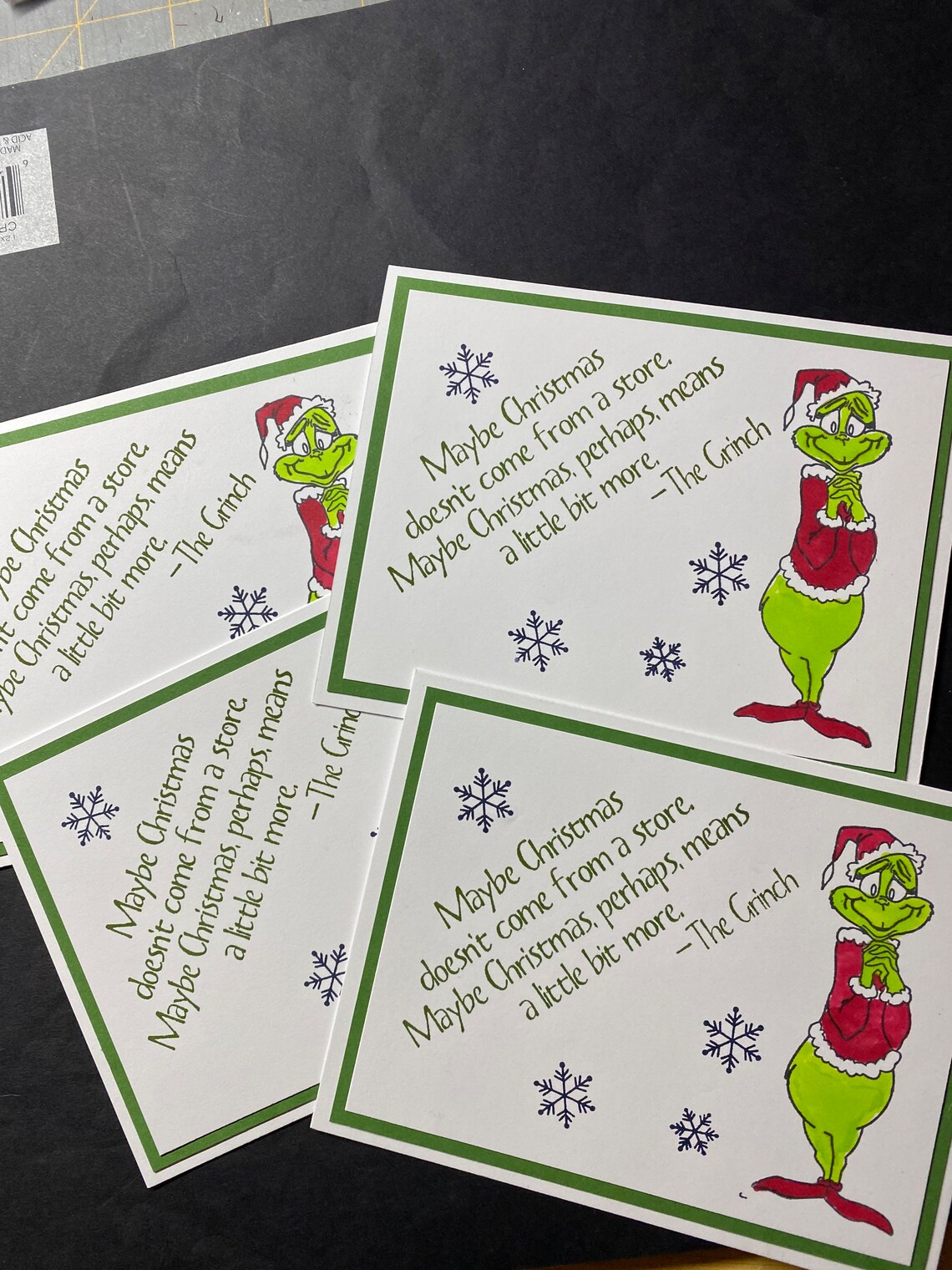 Set of 4 Greeting Cards With Envelopes, Grinch, Greeting Cards, Holiday ...