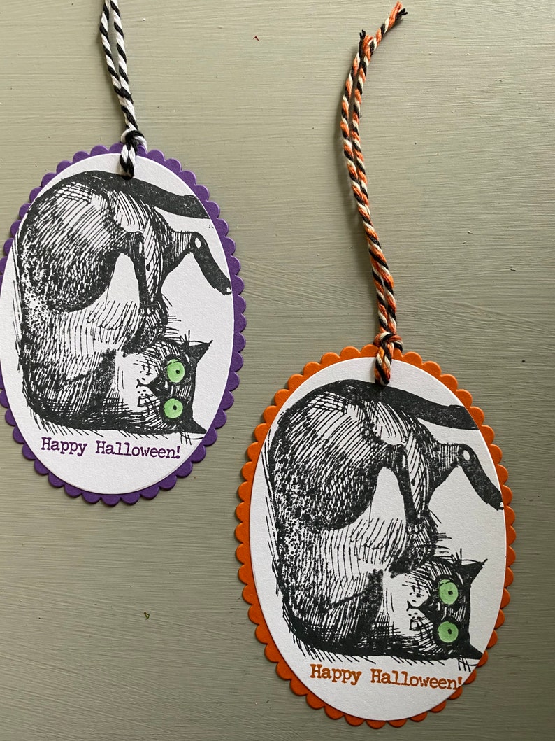 Snarky Cat, Halloween Tags, Treat Tags, Gift Tags, Happy Halloween ...
