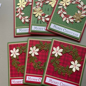 Wreath Christmas Cards With Envelopes, Set of 6, Merry Christmas - Etsy