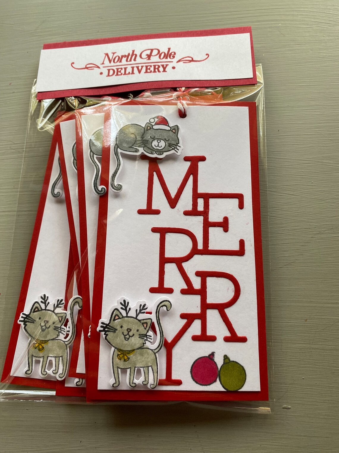 Christmas Gift Tags Handmade, Merry Kitty Gift Tags, Tags, Handmade ...