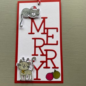 Christmas Gift Tags Handmade, Merry Kitty Gift Tags, Tags, Handmade ...