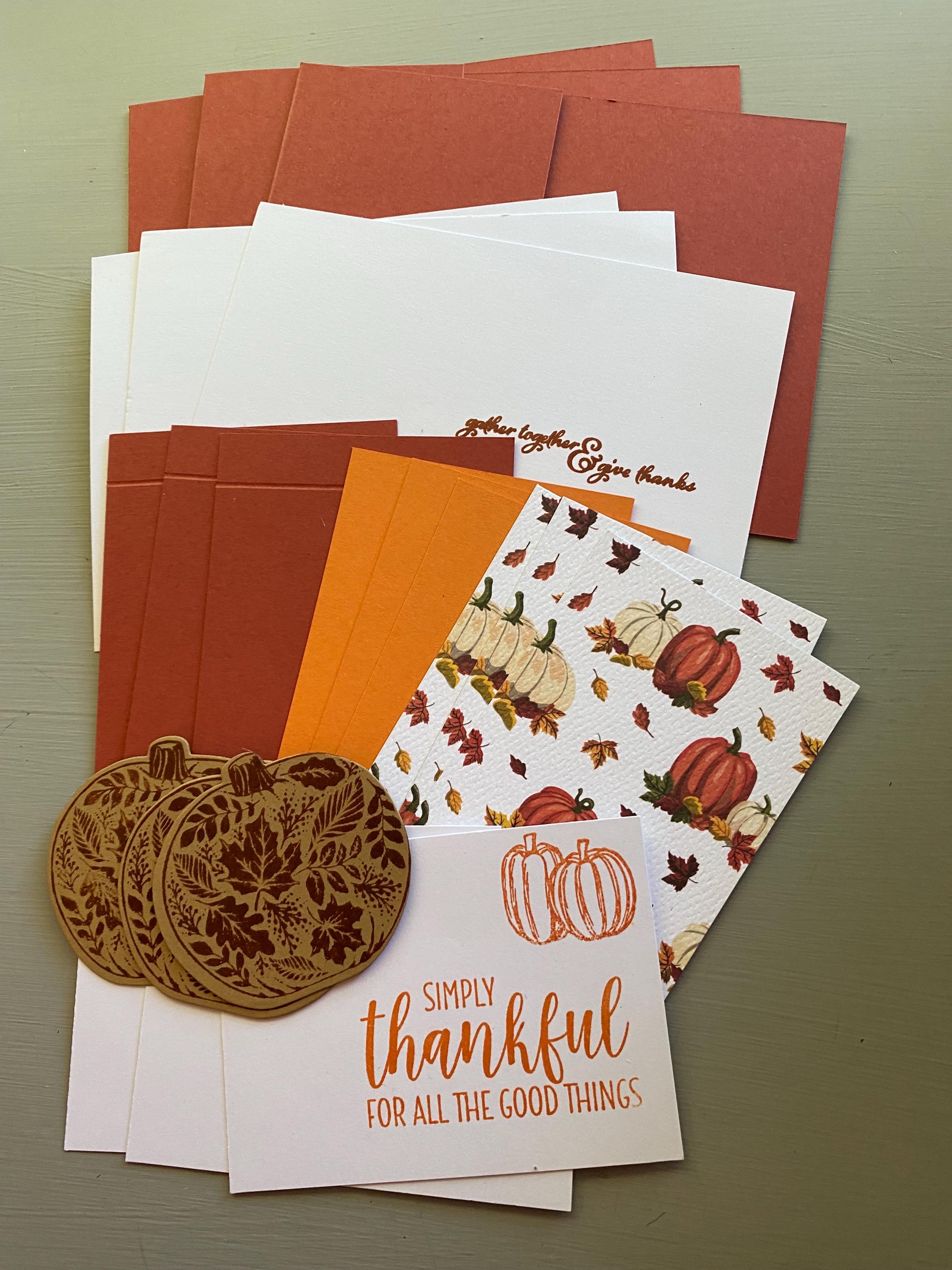 Card Kit (4 Cards) or Single Pre-made Card, DIY, Thanksgiving, Thankful ...
