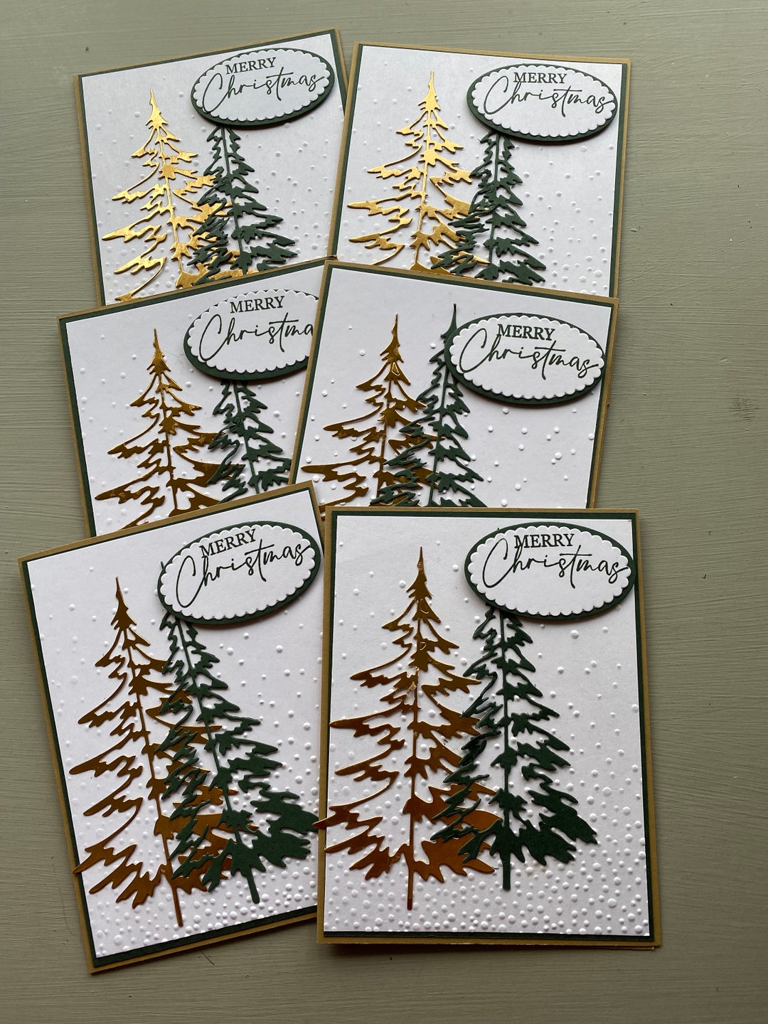 Trees Christmas Cards With Envelopes, Set of 4 or 6, Merry Christmas ...