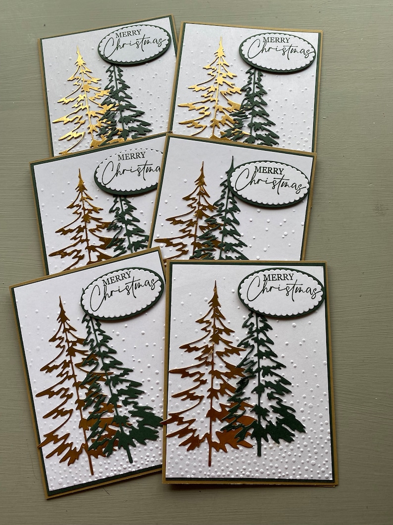 Trees Christmas Cards With Envelopes, Set of 4 or 6, Merry Christmas ...