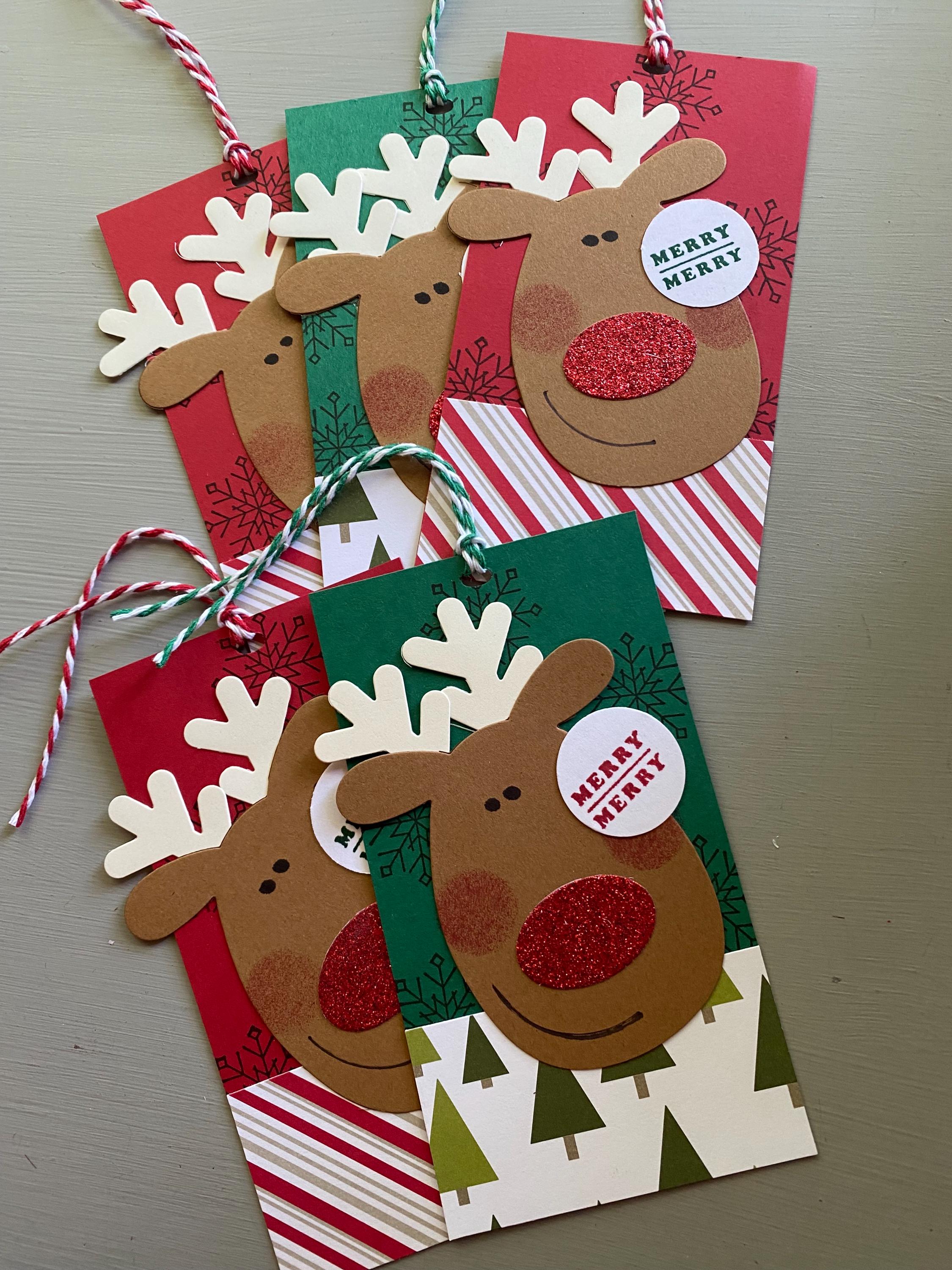 Handmade Rudolph Christmas Gift Tags, Holiday Set of 5 - Etsy