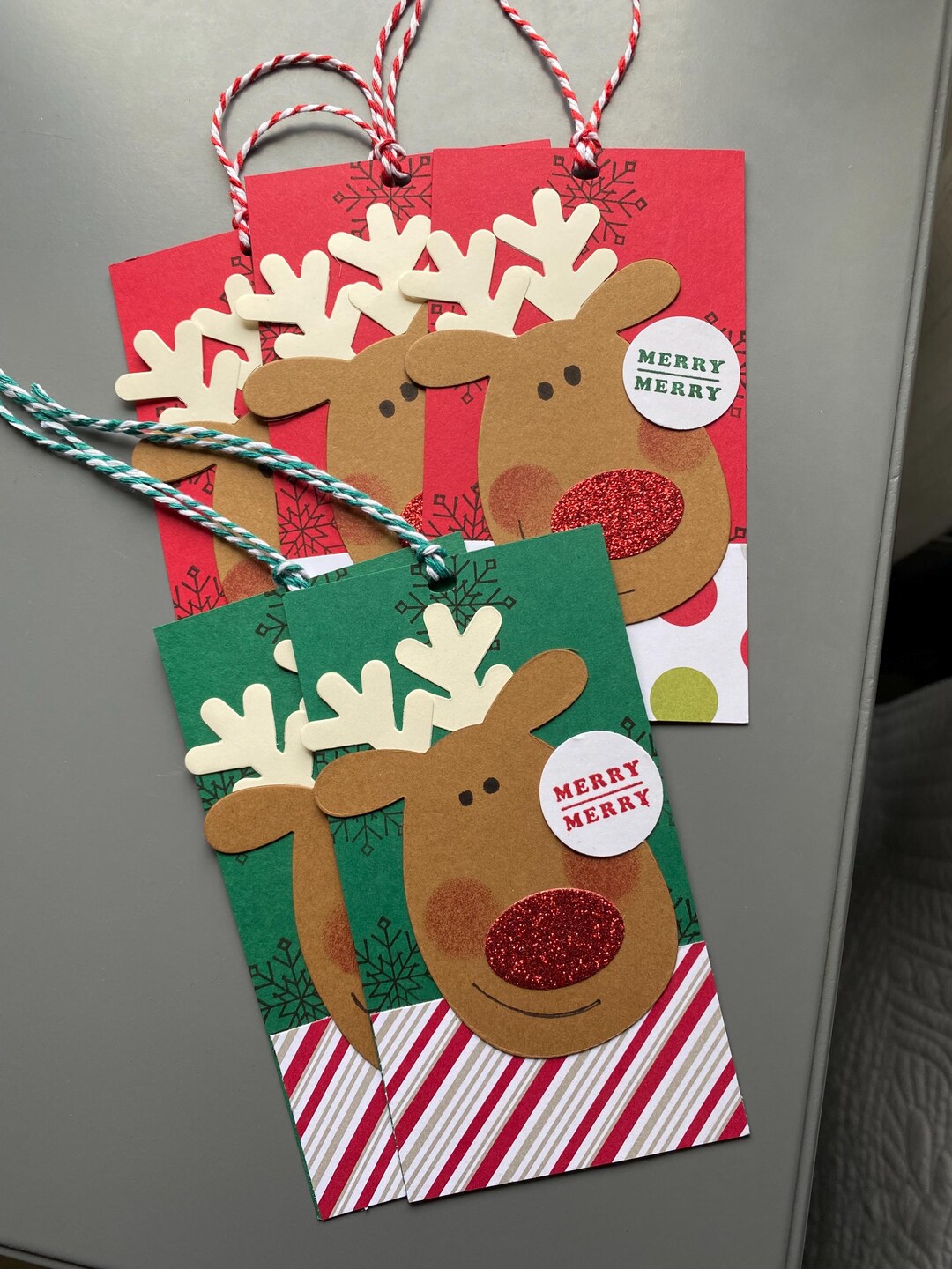 Handmade Rudolph Christmas Gift Tags, Holiday Set of 5 - Etsy