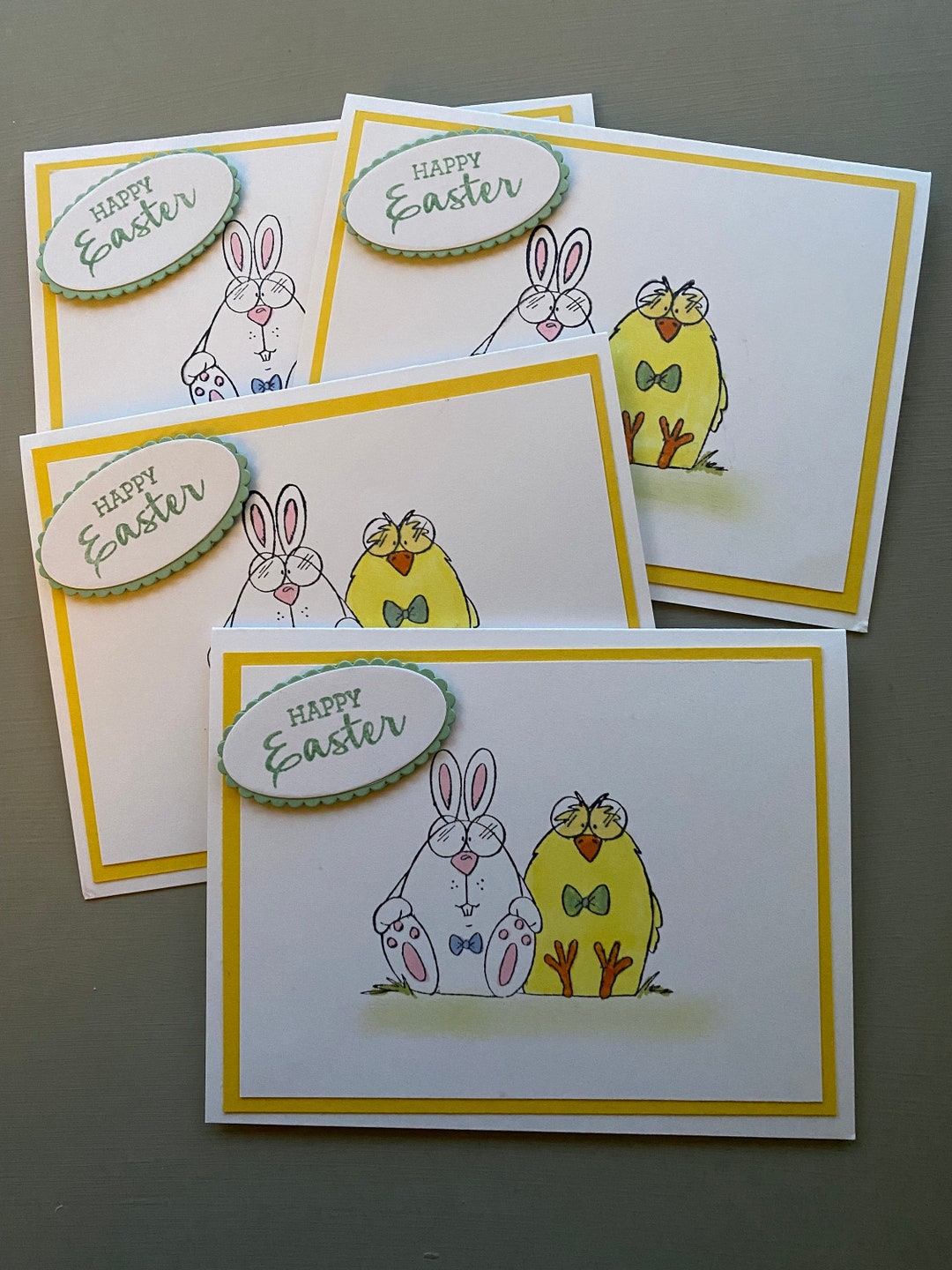 Set of 4 Cards With Envelopes, Easter, Happy Easter, Spring, Greeting ...