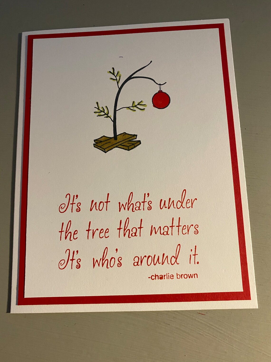 Set of 4 Cards With Envelopes, Charlie Brown Christmas Tree, Greeting ...