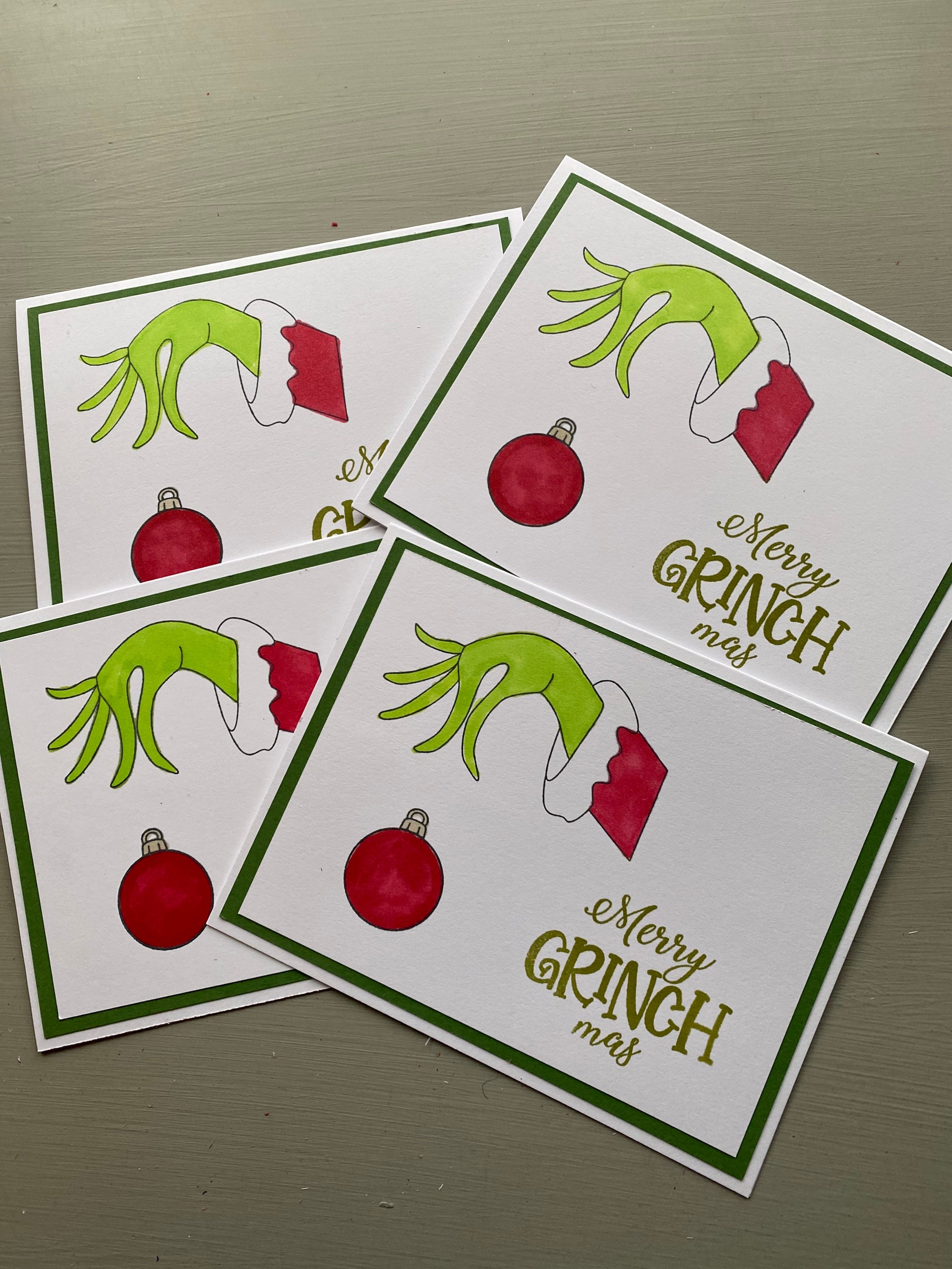 Set of 4 Greeting Cards With Envelopes, Grinch, Greeting Cards, Holiday ...