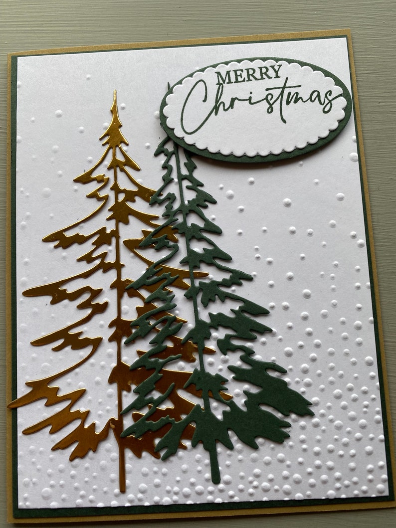 Trees Christmas Cards With Envelopes, Set of 4 or 6, Merry Christmas ...