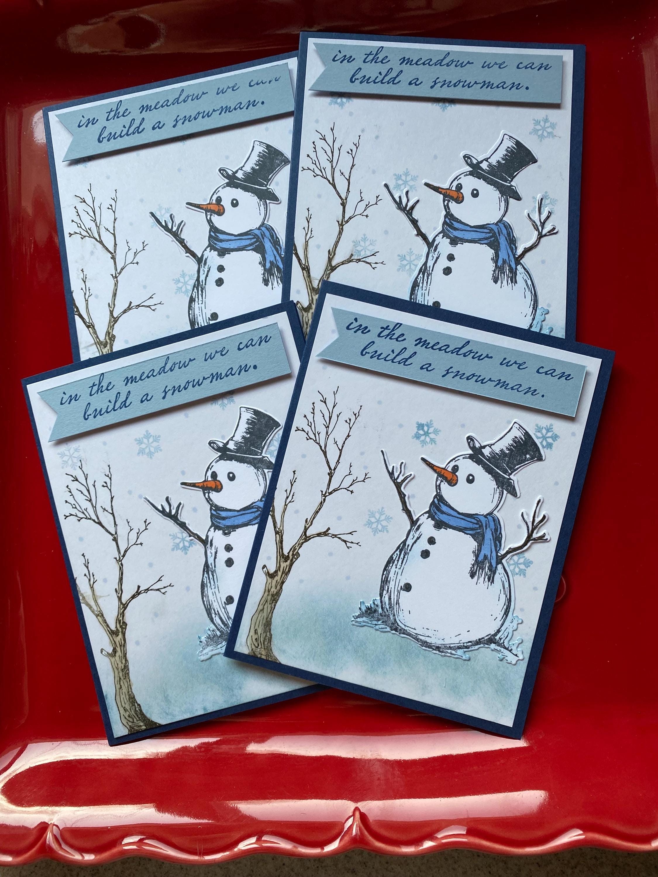 Snowman Christmas Cards With Envelopes, Set of 4 or 6, Merry Christmas ...