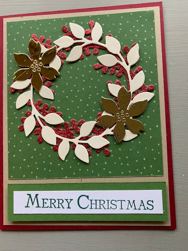 Wreath Christmas Cards With Envelopes, Set of 6, Merry Christmas - Etsy